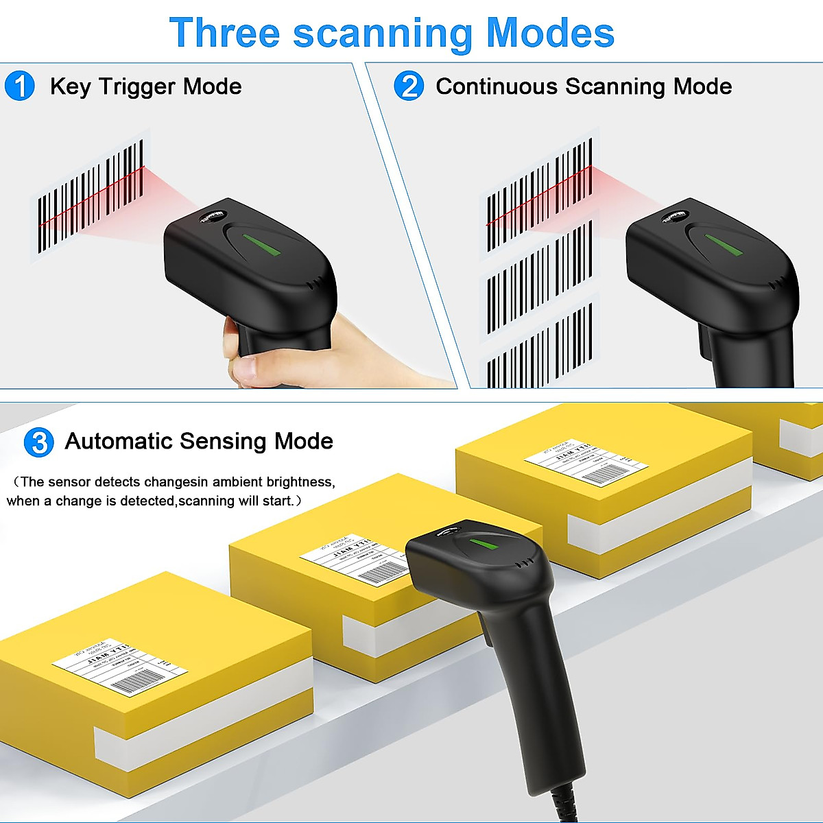 2D Barcode Scanner,Alacrity USB Wired Handheld QR Code Scanner Reader,Plug and Play,Compatible with Windows,Mac,Android,Linux,Work with PC,POS Machine,Laptop in Retails,Book Store,Pharmacy