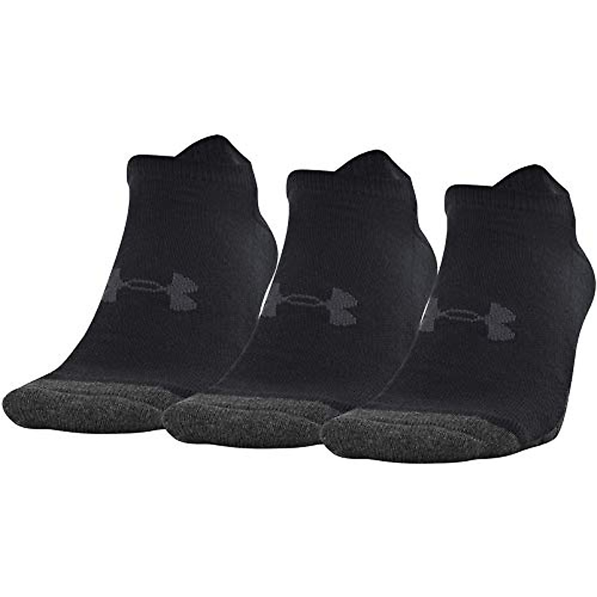 Under Armour Adult Performance Tech No Show Socks, Multipairs, Black (3-Pairs), Medium