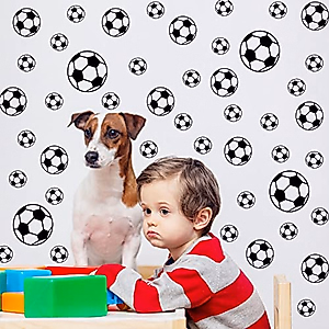 52 Pcs Soccer Stickers, Easy to Peel and Stick Soccer Balls Wall Stickers, Wall Art DIY Football Decor Decals for Kids Room, Boys Teen Girl Bedroom Playroom Living Room Window Door Decoration