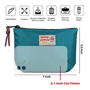 Rough Enough Travel Cord Organizer Bag for Electronics Tech Organizer Travel Case Small travel Makeup Bag for Purse Insert with Zipper Blue