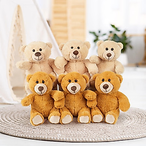 BenBen Teddy Bear Stuffed Animal, Set of 6 Teddy Bears Bulk, 8 inch Bear Plush Toy for Kids, Baby Shower Decoration for Boys, Girls, Gifts for Girlfriend, Valentine's Day