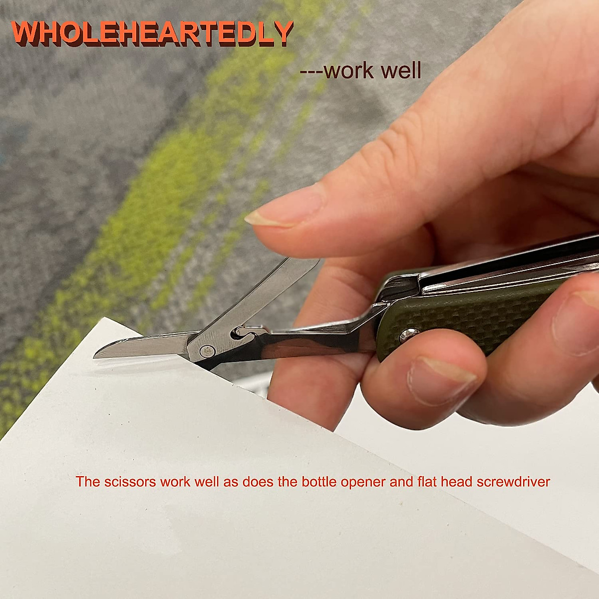 Ruike Keychain Small Pocket Knife,Folding 6 in 1 Multitool,12C27 Steel Stainless,G10 Handle,Mini EDC Tactical Camping Army Tac Survival Hunting Gear,Key Compact Scissors,Screwdriver,Bottle Opener Tool