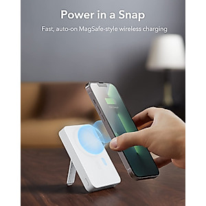 ESR for Kickstand MagSafe Battery Pack,10,000mAh Portable Charger Slim with USB-C Cable,Wireless Magsafe Power Bank for iPhone 15/15 Plus/15 Pro/15 Pro Max/iPhone14/13/12 Serie,White