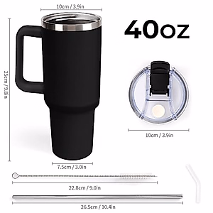 Flag Map of French Insulated Tumblers with Handle Stainless Steel Coffee Mug Funny Travel Cup with Lid Straw 40oz