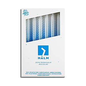 HALM Glass Straws - Earth Day Charity Edition - 6 Reusable Drinking Straws engraved with Endangered Animals - 20 cm (8 in) x 0.9 cm - Made in Germany - Dishwasher Safe - Eco-Friendly