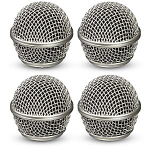 Performance Plus SM58 Style Brushed Nickel OEM Replacement Microphone Grille Pack of 4 (M58S-4)
