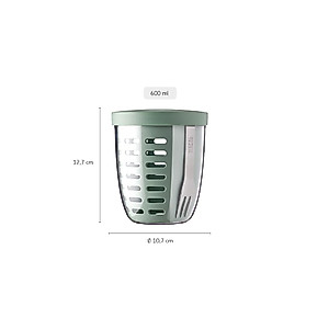 MEPAL, Fruit and Veggie Snack Pot with Airtight Lid, Colander and Fork, Portable, BPA Free, Nordic Blue, Holds 600ml|20oz, 1 Count