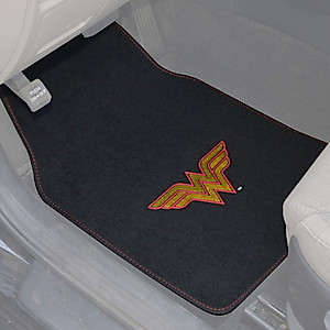 BDK Warner Bros DC Comics Classic Wonder Woman Carpet Floor Mats Car Accessories - 4pc Set Universal Fit for Car Truck Van SUV, Front 26" x 16.5", Rear 14" x 16.5" with No-Slip Grip