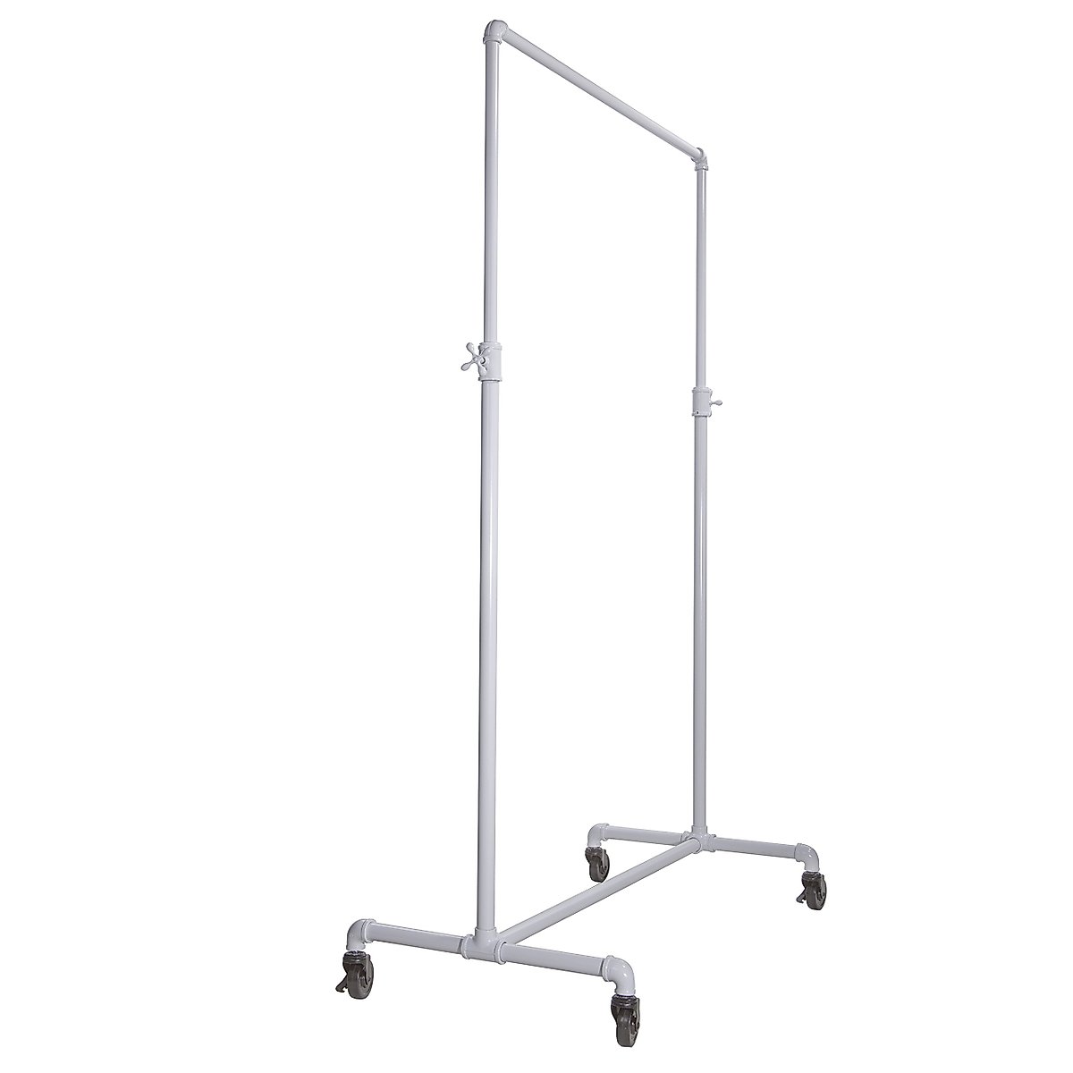 Econoco Pipeline Adjustable Height | Ballet Bar | Vintage Rolling Rack | PSBBADJWTE |Gloss White