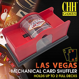 2 Deck Hand Crank "Welcome To Las Vegas" Card Shuffler, Red & Black
