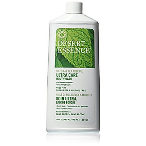 Ultra Care Mouthwash - Made With Natural Tea Tree Oil - Sugar-Free, Alcohol-Free - Mega Mint, 16 fl oz (Pack of 2)