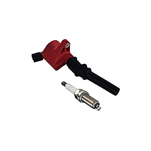 ENA Set of 10 Red Ignition Coil Pack and Iridium Spark Plug Compatible with Ford Lincoln Mercury Crown Victoria E150 E250 Expedition Explorer F150 Mountaineer 4.6L Replacement for FD503 SP493