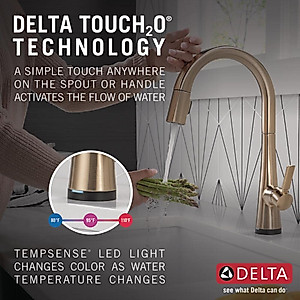 Delta Faucet Monrovia Gold Kitchen Faucet Touch, Touch Kitchen Faucets with Pull Down Sprayer, Kitchen Sink Faucet, Delta Touch2O Technology, Lumicoat Champagne Bronze 9191T-CZ-PR-DST