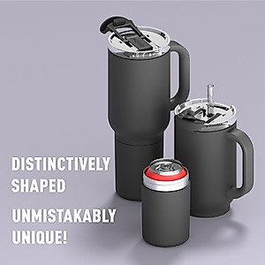 ASOBU DUPLEX 2-in-1 Travel Mug and Beer Can Holder Enjoy hot and cold drinks simultaneously -22 oz Hot Coffee or Tea Tumbler with Attached 12 oz Cold Can Holder for Beer or Soda, Black
