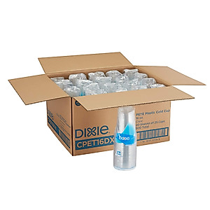 Dixie 16 oz. PETE Plastic Cold Cups by GP PRO (Georgia-Pacific), Clear, CPET16DX, 500 Cups (25 Cups Per Sleeve, 20 Sleeves Per Case)