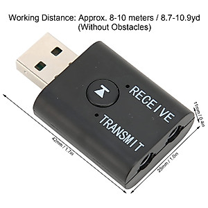 Garsentx Bluetooth 5.0 USB Dongle Adapter for PC, 2 in 1 USB Bluetooth Transmitter Receiver Adapter Wireless Transfer, Dual Output USB/AUX, for Computer TV Speaker Headset