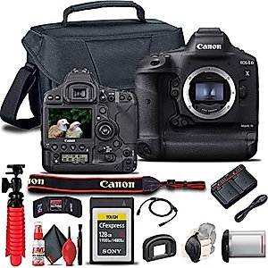 Canon EOS-1D X Mark III DSLR Camera Body Only (3829C002), 128GB CFexpress Card, Case, Flex Tripod, Hand Strap, Memory Wallet, Cleaning Kit (Renewed)