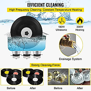 VEVOR Ultrasonic Vinyl Record Cleaner 6L 40kHz Vinyl Ultrasonic Cleaning Machine Knob Control Record Ultrasonic Cleaner 4 Records Vinyl Sonic Cleaner Stainless Steel Tank w/Mechanical Heater & Timer