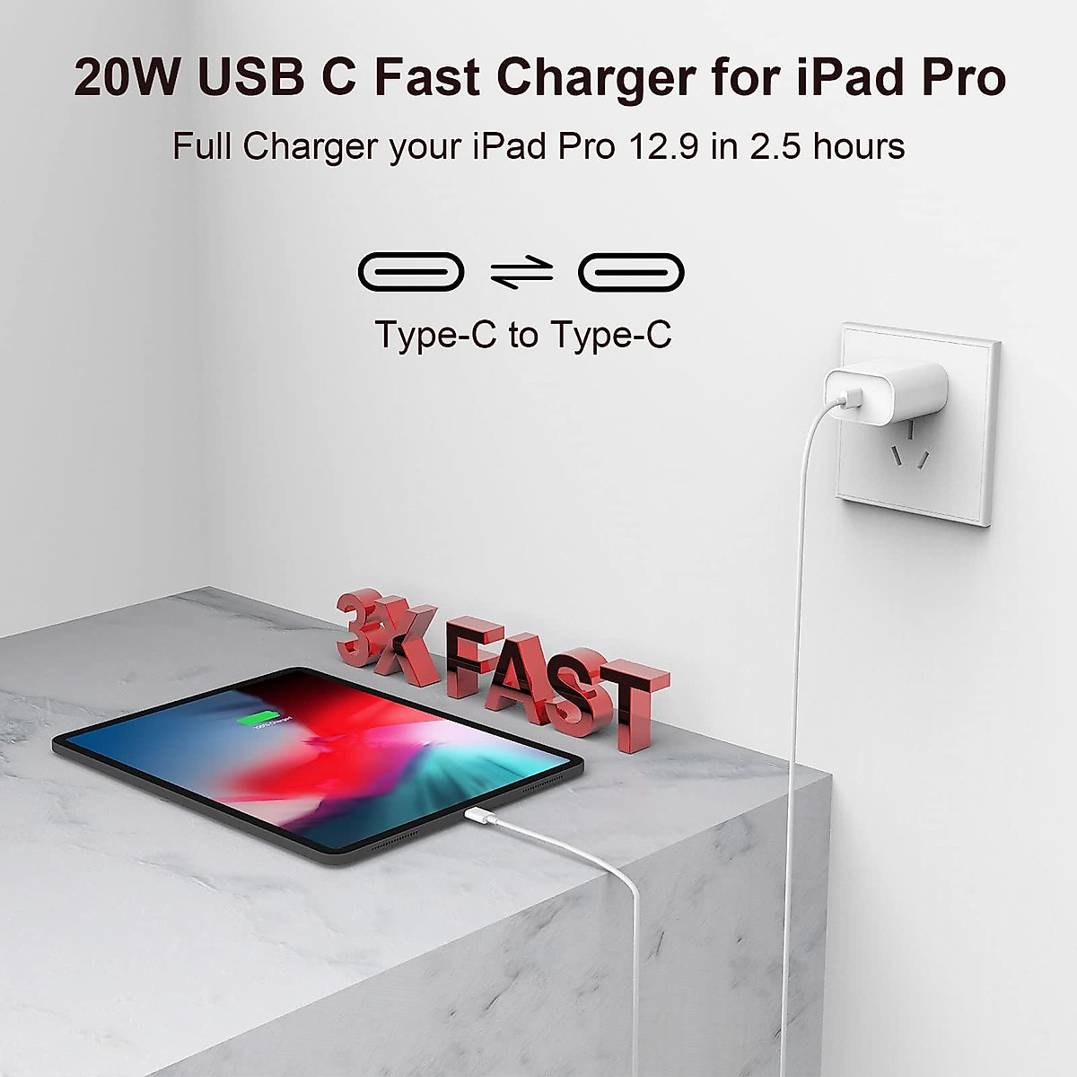esbeecables iPhone 15 Charger, 2 Pack PD 20W USB C Wall Charger Fast Charging Block with 6FT USB C to USB C Quick Charge Data Sync Cable Cord for iPhone 15/15 Plus/15 Pro/15 Pro Max, iPad Pro/Ai/Mini