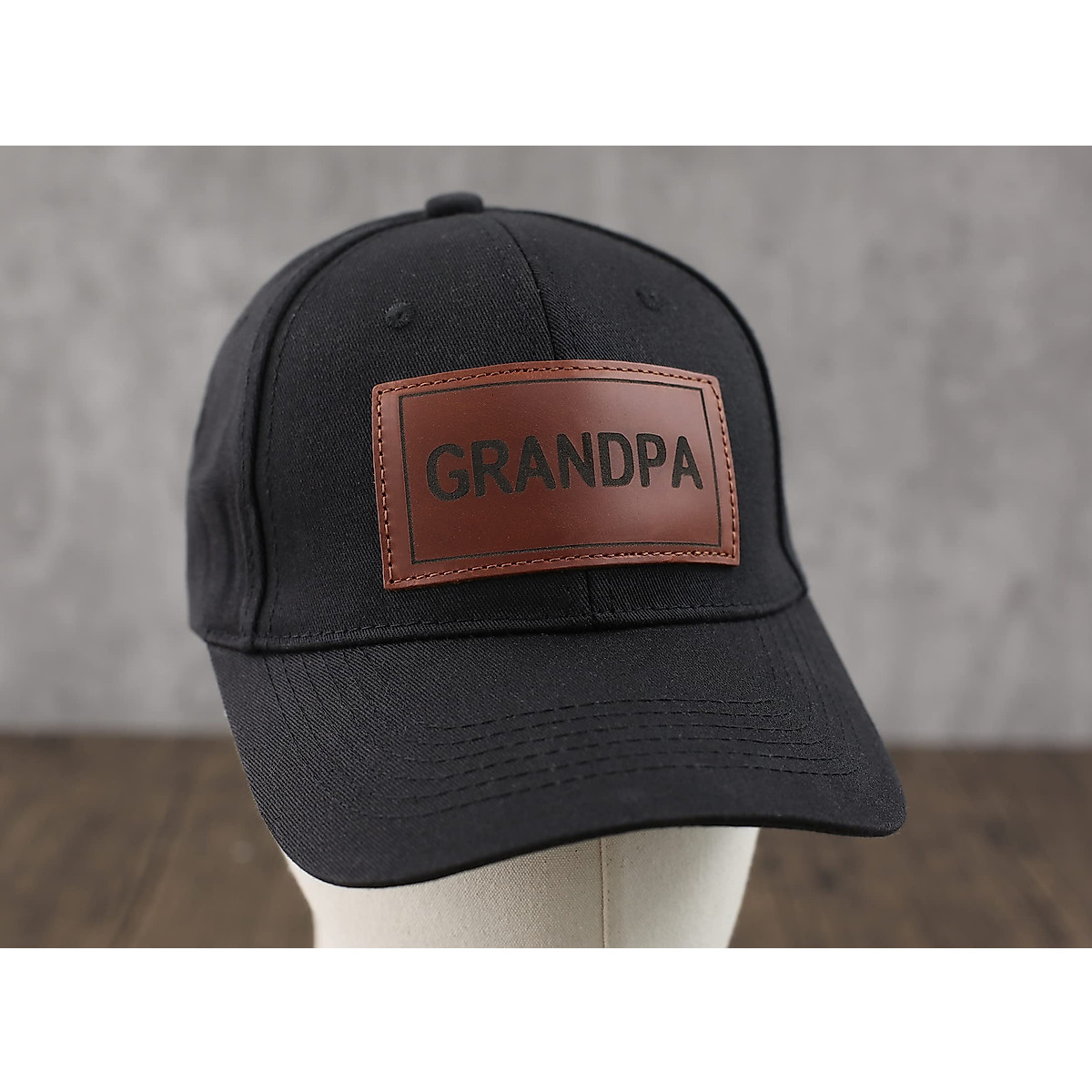 New Grandpa Gift，Grandpa Leather Patch Trucker Hat，Best Gift for Grandpa，Baseball Hat for Grandpa Black