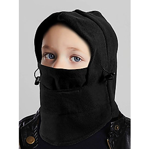 4 Pieces Kids Balaclava Hat Fleece Winter Ski Mask Double Warmer Face Cap (Black, Red, Grey, Blue)