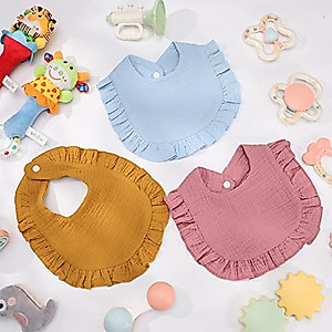 QUEEN KING 6 Pack Baby Bibs, Muslin Bandana Drool Bibs for Boys Girls, Adjustable Soft & Absorbent lace Feeding Bibs for Teething and Drooling Multi-Use Scarf Bibs
