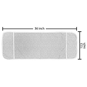 Lunarable Grey Abstract Microwave Oven Cover, Classic Baroque Style Rococo with Moroccan Middle Eastern Effects, Water Resistant Organizer with Pockets for Kitchen, 36" x 12", Pale Grey and Dust