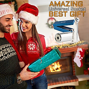 Universal Socket Gifts for Men, Owlbbabies 3Pcs Multi-function Universal Socket Wrench Set with Bushing Ratchet Wrench, Power Drill Adapter(7-19mm), Gadgets Gifts for Men/Dad/Husband/DIY Handyman