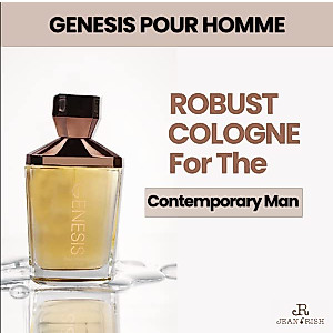 Jean Rish Genesis Pour Homme Eau De Toilette Perfume for Men (3.4 Fl Oz / 100ml) with Lemon, Woody & Lavender Notes - Long Lasting and Luxury Fragrance