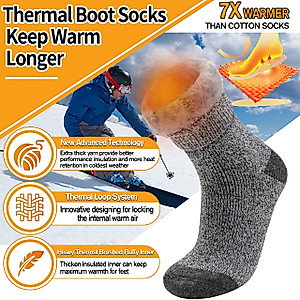 Welwoos Heated Thermal Socks for Men & Women Warm Winter Ski Thick Boot Insulated Gift Stocking Stuffers Socks 3 Pairs (Stripe A,M)