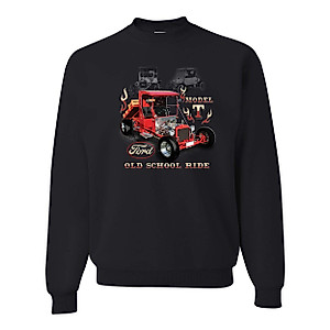 Wild Bobby Ford Model T Roadster 1923 Old School Ride Classic Vintage Cars and Trucks Unisex Crewneck Graphic Sweatshirt, Black, Small