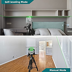 4D Self-Leveling Laser Level, 197Ft DECTEAM 16 Lines Green Cross Line Laser Levels, with Rechargeable Battery, 360° Magnetic Bracket, Remote Controller, Hard Carry Case - T04CG