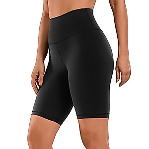 CRZ YOGA Women's Naked Feeling Biker Shorts - 8 Inches High Waisted Yoga Workout Gym Running Spandex Shorts Black Small