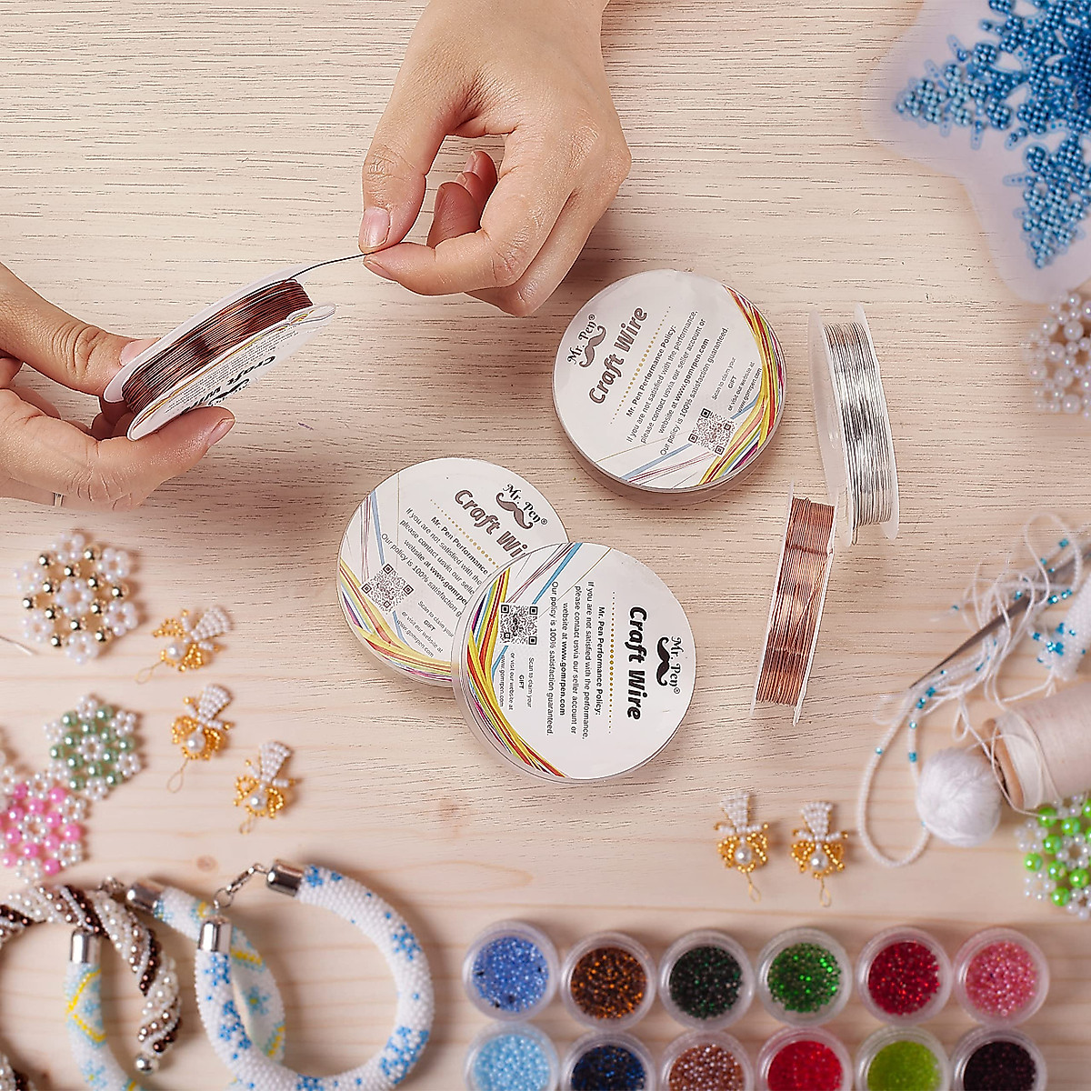 Mr. Pen- Beading Wire for Jewelry Making, 24 Gauge, 6 Rolls,19.6 Feet Each, Jewelry Wire, Wire for Jewelry Making, Beading Wire, Crafting Wire, Jewelry Making Wire, Bendable Wire