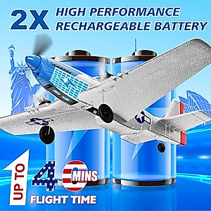 28℃ Remote Control Airplanes, 2.4Ghz 2CH RC Plane Toy Gift for Kids & Adults, Remote Control Plane for Beginners with Gyro Stabilization System (Blue)