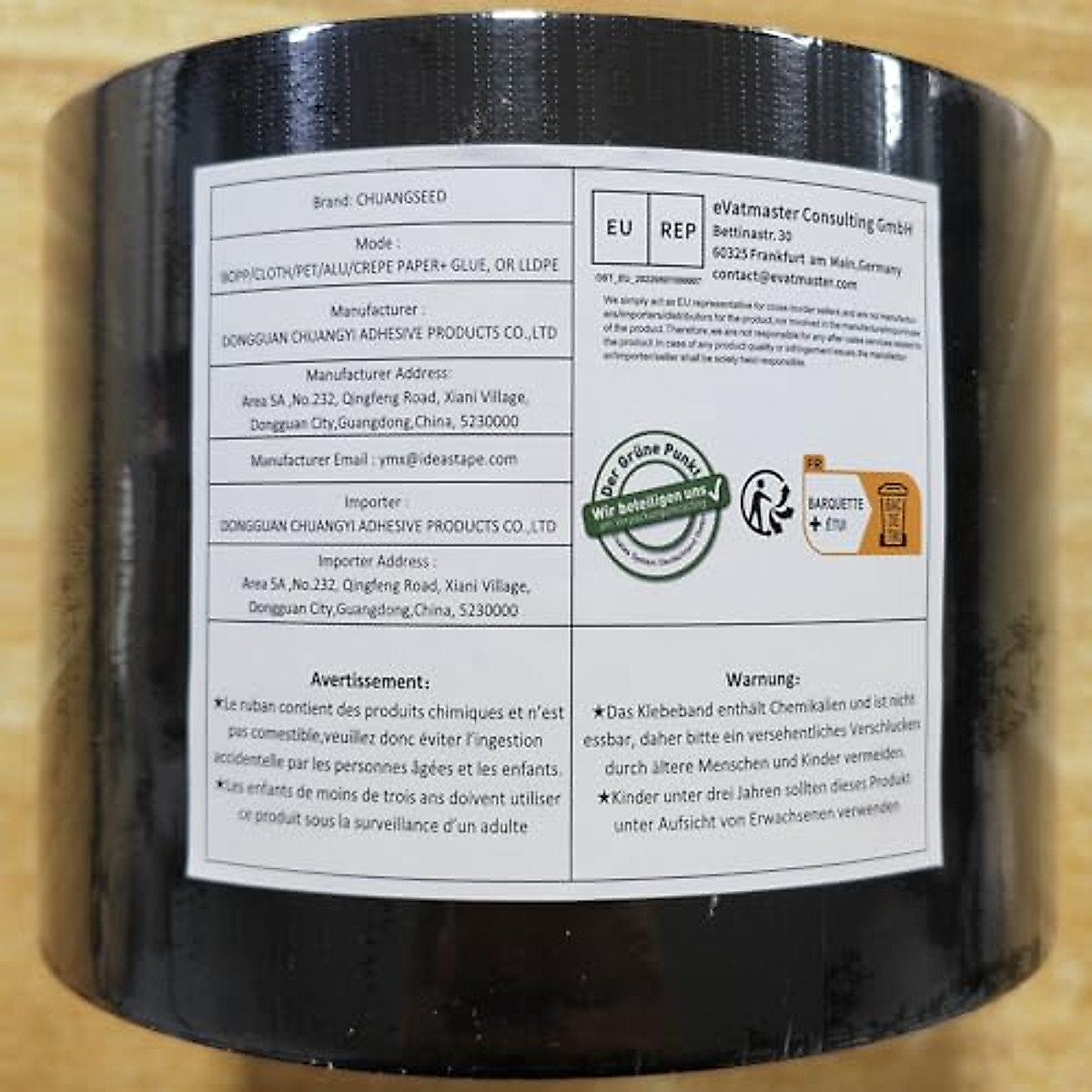 CHUANGSEED Heavy Ducty Black Wide Duct Tape,Industrial Grade 3 inches x 55 Yards (164 ft), Waterproof, Strong, Flexible, No Residue, for Crafts & Home Improvement