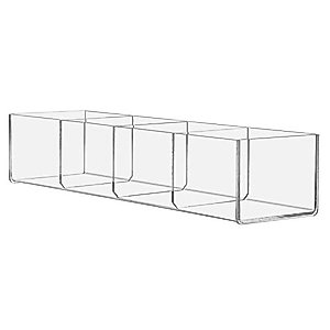 Acrylic Retail Tray Four Compartment 15.75" Wide x 4" Deep Clear Countertop Coffee Bar Snack Organizer Table Coffee Tea Bags Sugar Holder Condiment Station Organizer by Marketing Holders