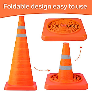 [2 Pack]28 Inch Collapsible Traffic Safety Cones - Parking Cones with Reflective Collars,Orange Safety Cones for Parking lot，Driveway, Driving Training etc.