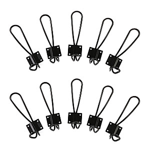 OUSHINAN Rustic Entryway Hooks | 10 Pack of Black Wall Mounted Vintage Double Coat Hangers with Large Metal Screws Included