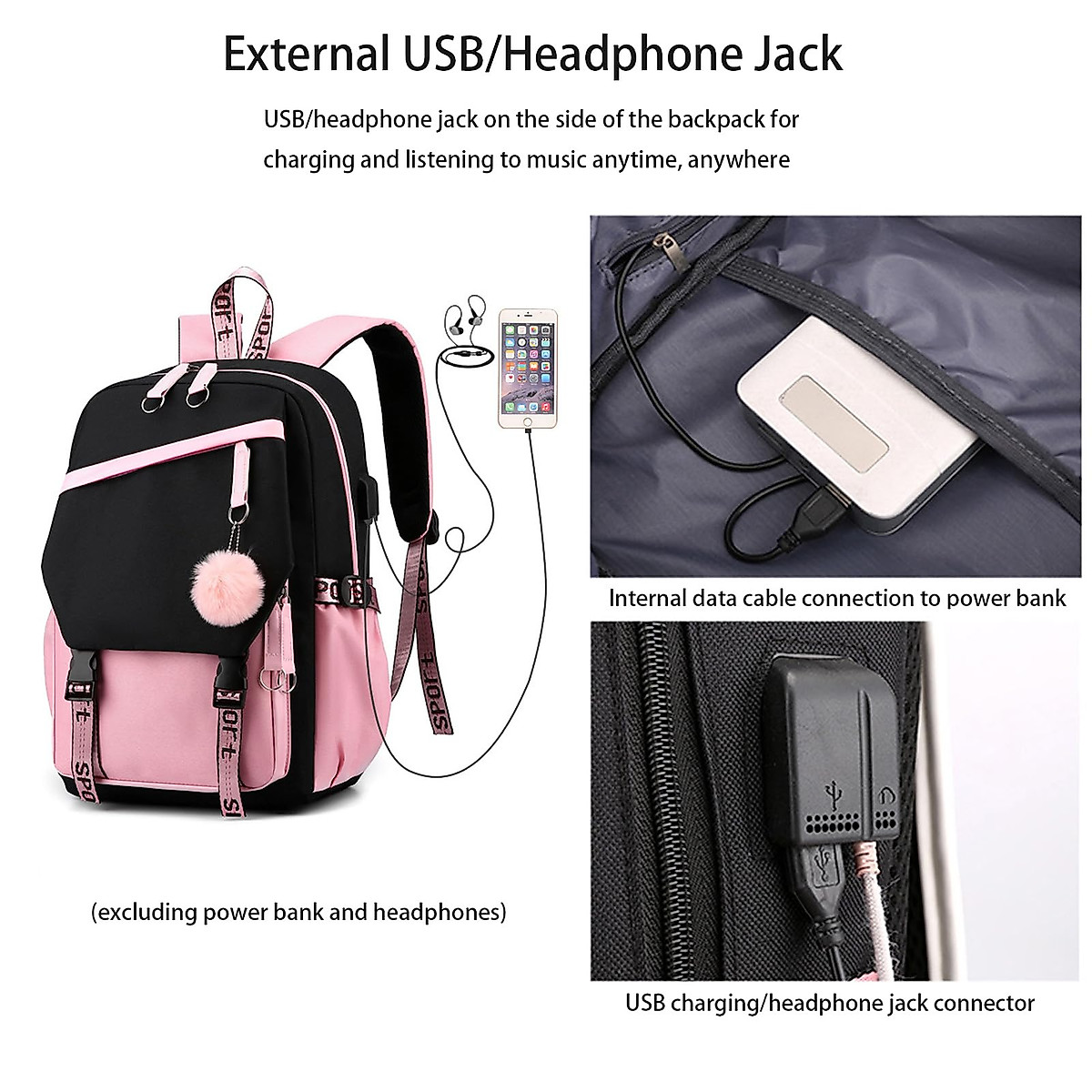 Anime Cartoon Laptop Backpack with USB Charging Port Large Casual Daypack Bag for Mens and Womens