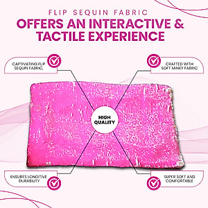 SENSORY4U Weighted Lap Pad for Kids - 5lb Sensory Lap Blanket with Sequin Flip Fabric for Tactile Stimulation Engagement - Sensory Companion for Everyday Use (Pink)