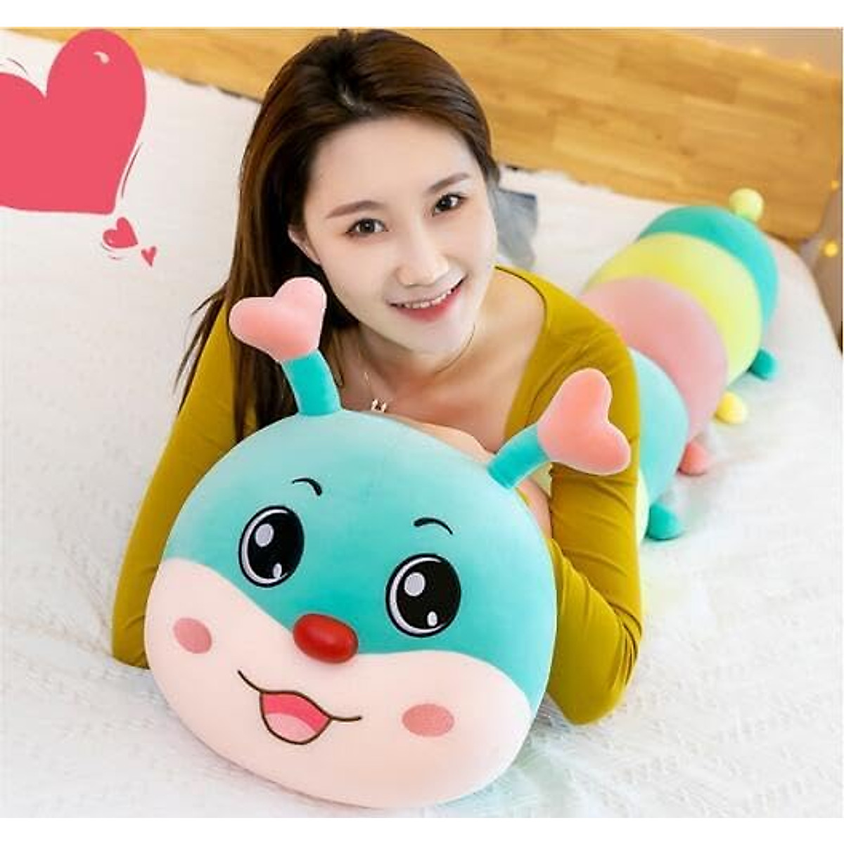 RONGXG Cute Caterpillar Plush Pillow Colorful Stuffed Animal Toy Girl Stuffed Hugging Pillow Gift Sweet Companion Doll Toy Gift for Birthdays 110CM