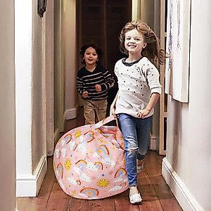 decalsweet Bean Bag Chair for Kids Stuffed Animal Storage Beanbag Chairs,Toddler Toy Storage Organizer for Girls and Boys,Large 32'' Cover Only（No Filling