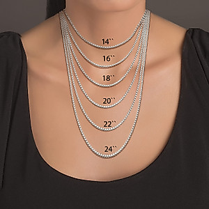 Solid 925 Sterling Silver 2mm Box Chain Necklace - with Secure Lobster Lock Clasp 20" - Jewelry Gifts For Women Wife Mom Gifts For Men Husband Dad