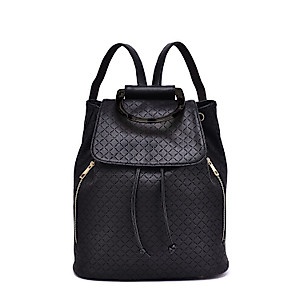 Mellow World Jordana Diamond Quilted Resin Handle Backpack for Women Black