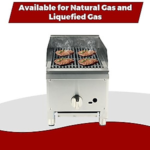 Hipopller 12" Commercial Charbroilers with Lava Rock, Heavy Duty Natural/Propane Gas Single Burners, Stainless Steel Countertop Portable BBQ Grill Cooking Equipment Griddle Restaurant - 28000 BTU