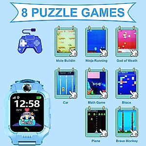 Smart Watch for Kids,Touch Screen Game Watch with 360° rotated Body Design, Waterproof Kids Smartwatch with SOS Call Music Player Dual Camera Alarm Clock Birthday