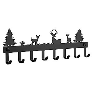 Key Holder Wall Mounted Key Hooks for Wall Decorative with 8 Hooks Black Metal Key Organizer Rack Hanger for Entryway, Garage,Mudroom,Hallway, Office 15.7X5.1 inches