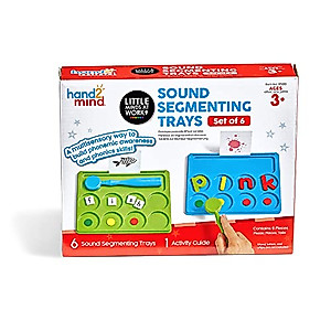 hand2mind Little Minds at Work Sound Segmenting Trays by Tara West, Phonemic Awareness, Science of Reading Manipulatives, Elkonin Boxes, Letter Sounds, Preschool Learning Activities (Set of 6)
