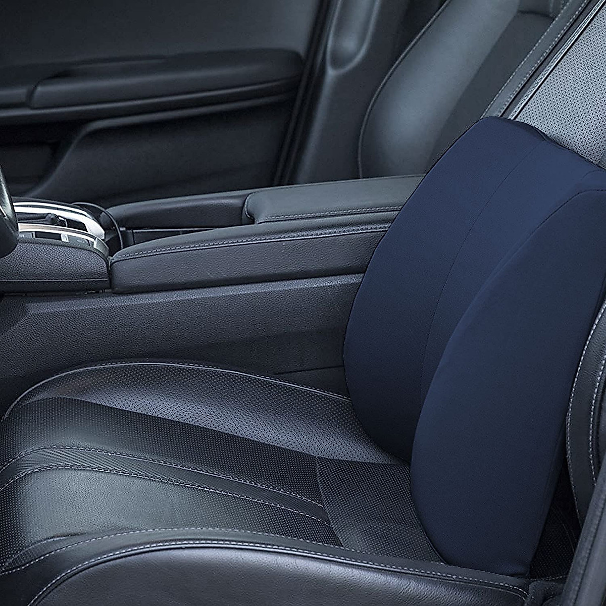 DMI Lumbar Support Pillow for Chair to Assist with Back Support with Removable Washable Cover to Ease Lower Back Pain and Discomfort while Improving Posture,14 x 13 x 5,Contoured Foam,Premium,Navy